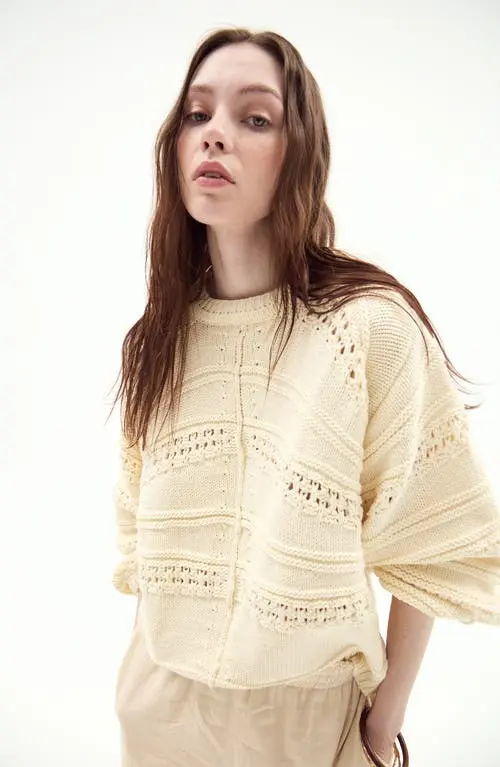 Deluc Cotton Blend Open-stitch Relaxed Sweater - Butter
