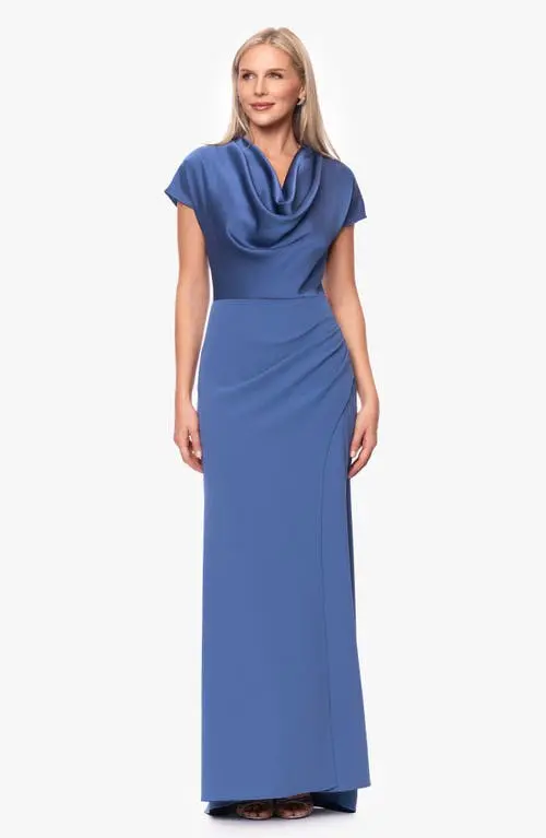 Betsy & Adam Cowl Neck Satin Dress