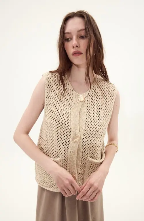 Deluc Anafi Open Stitch Cotton Blend Sweater Vest - Ecru