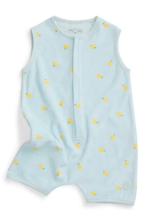 MORI Lemon Print Towelling Romper - Lemon & Blue