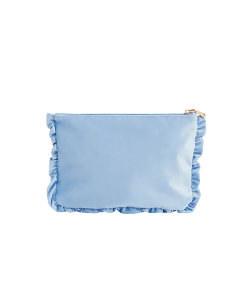 FABLE ENGLAND Forget Me Not Embroidered Pouch - Light/pastel Blue