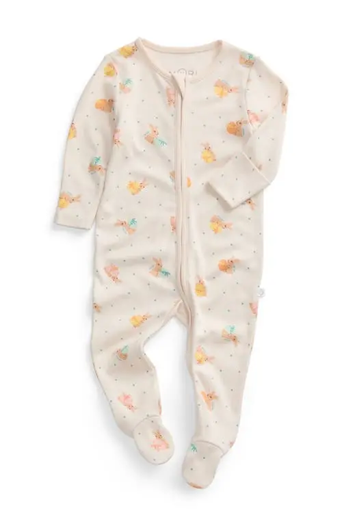 MORI Print Two-way Zip Up Sleepsuit - Easter & Gardenia