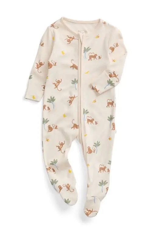 MORI Print Two-way Zip Up Sleepsuit - Monkey Print
