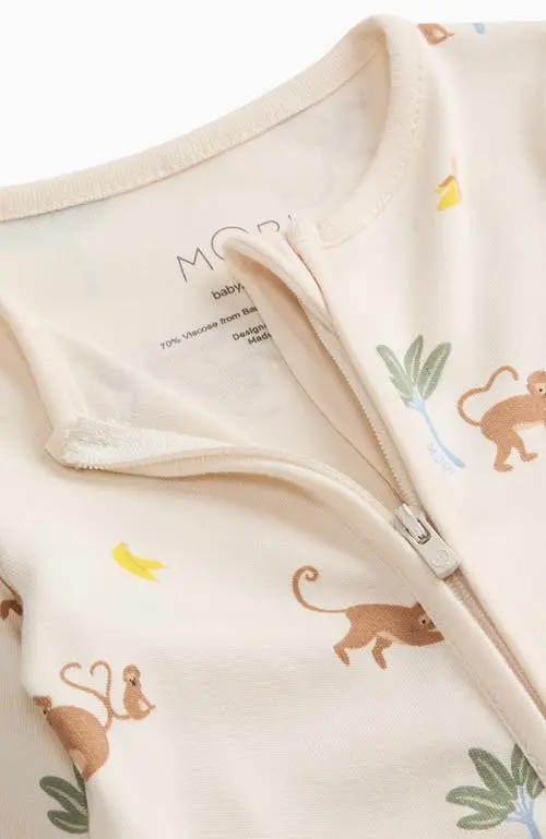 MORI Print Two-way Zip Up Sleepsuit - Monkey Print