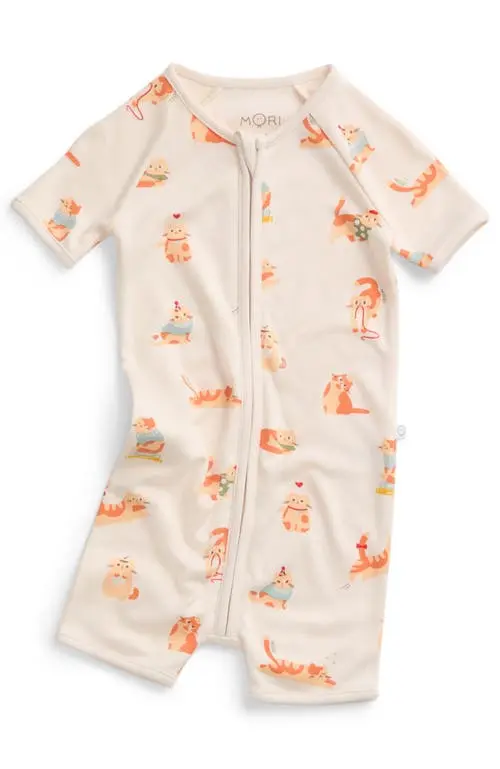 MORI Summer Zip Romper 2 - Cat Print