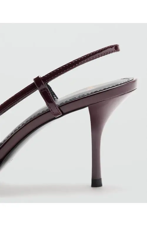 Mango Pointed Toe Ankle Strap Pumps - Burgundy