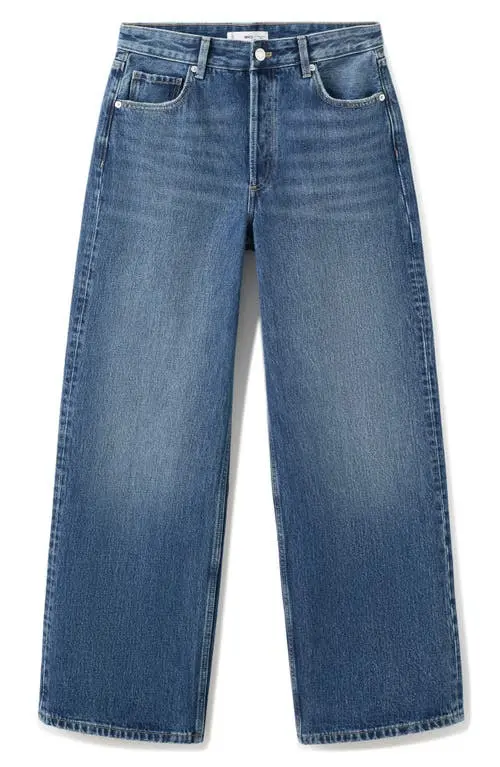 Mango Low Rise Straight Leg Jeans - Dark Blue
