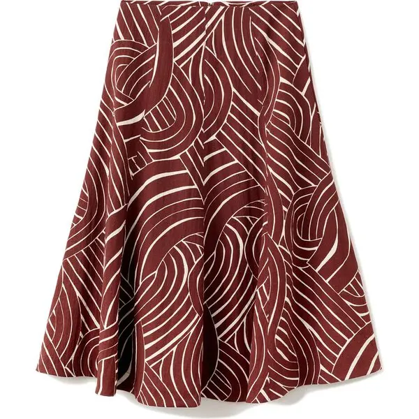 Mango Printed Midi Skirt - Maroon