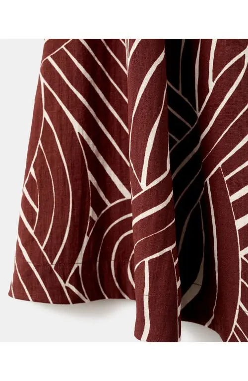 Mango Geometric Print Midi Skirt