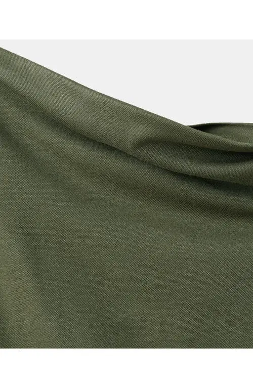 Mango Draped Asymmetric Top - Khaki Green