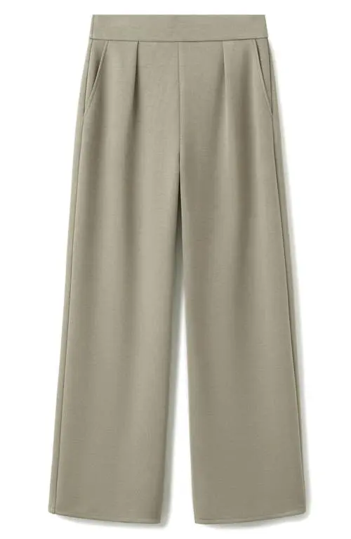 Mango Pleated Elastic Waist Trousers - Khaki Green