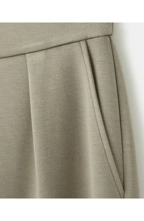 Mango Pleated Elastic Waist Trousers - Khaki Green