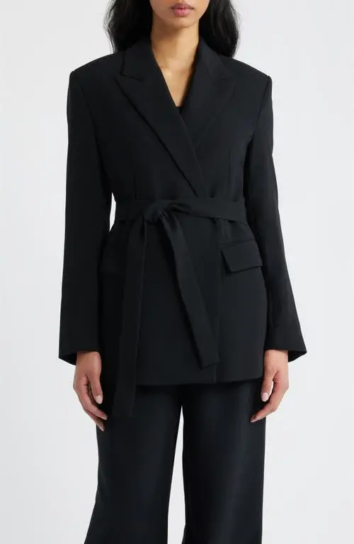 Mango Fitted Tie Blazer - Black