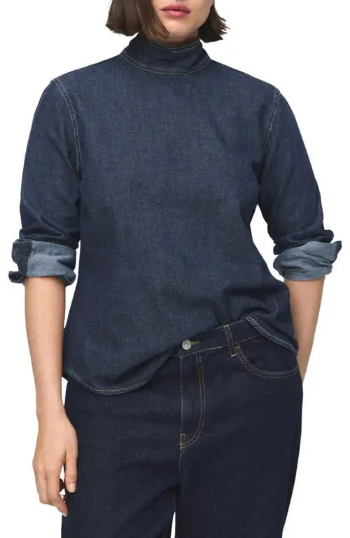 Mango Tie-neck Button-up Denim Shirt