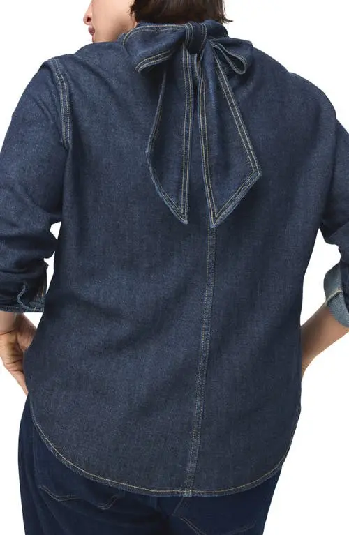 Mango Tie-neck Button-up Denim Shirt