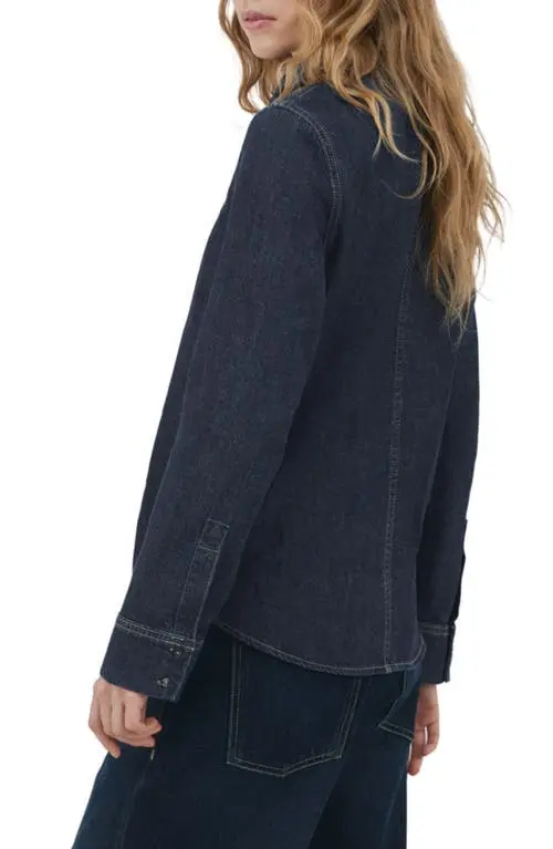 Mango Tie-neck Button-up Denim Shirt