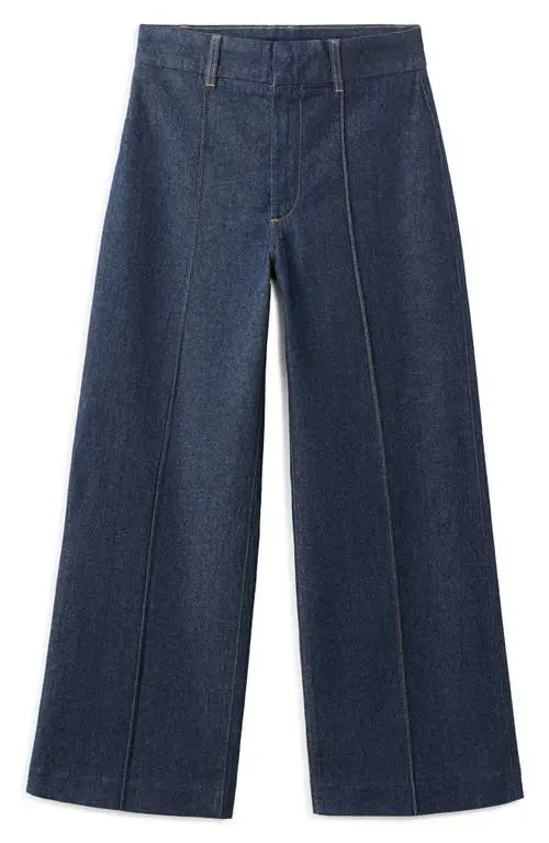 Mango Seamed High-waist Wide-leg Jeans - Open Blue
