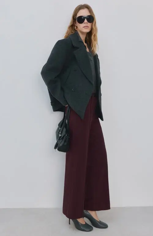 Mango Seamed High-waist Wide-leg Jeans - Wine