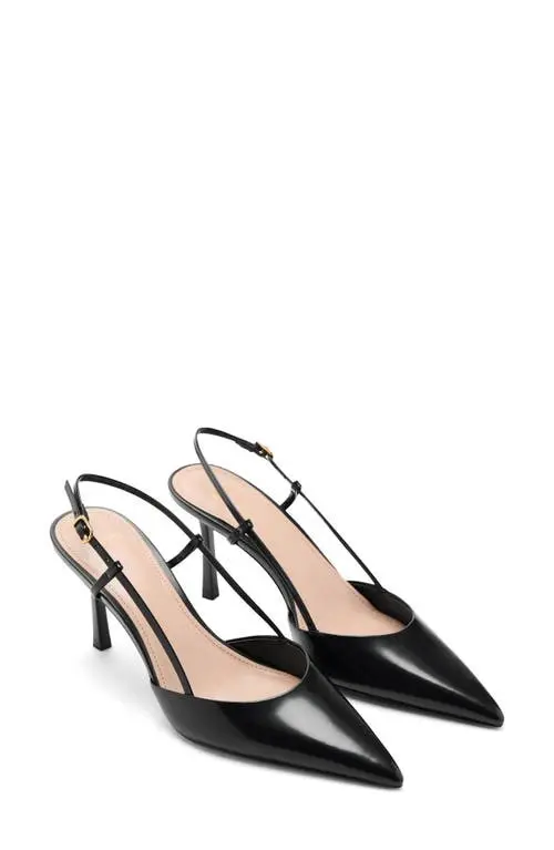 Mango Pointed Toe Slingback Pumps - Black