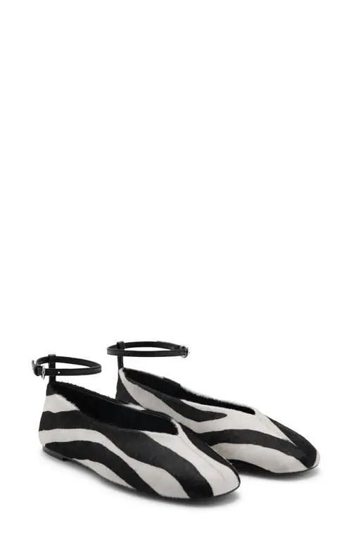 Mango Calf Hair Ankle Strap Flats