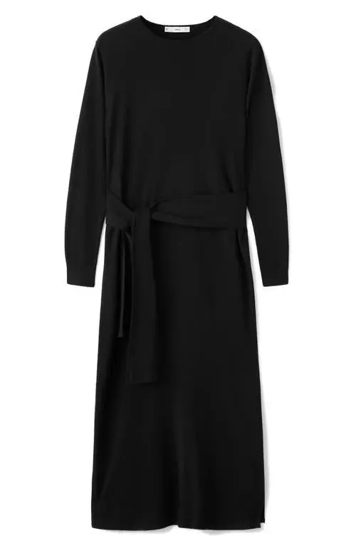 Mango Knot Long Sleeve Knit Midi Dress