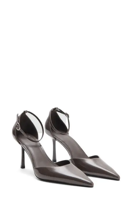 Mango Pointed Toe Ankle Strap Pumps - Dark Heather Grey