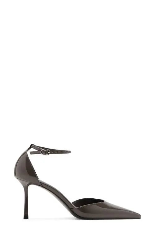 Mango Pointed Toe Ankle Strap Pumps - Dark Heather Grey