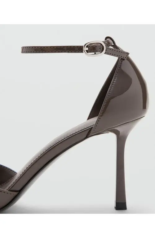 Mango Pointed Toe Ankle Strap Pumps - Dark Heather Grey