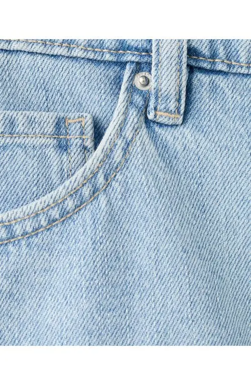 Mango High Waist Straight Fit Denim Shorts - Light Blue