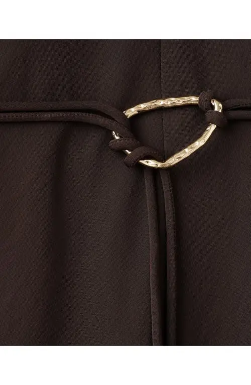 Mango Belted Long Sleeve Midi Dress - Brown