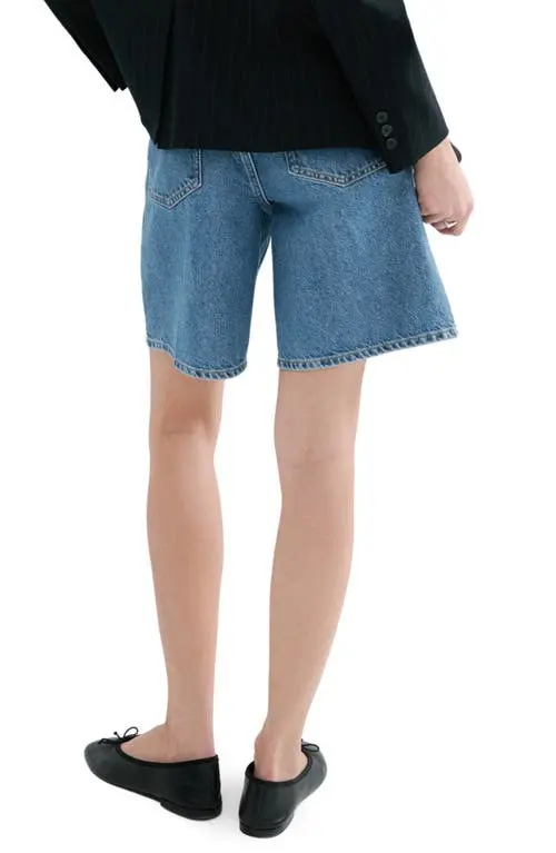 Mango High Waist Long Denim Shorts