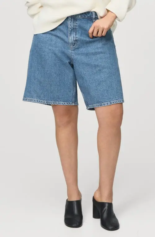 Mango High Waist Long Denim Shorts
