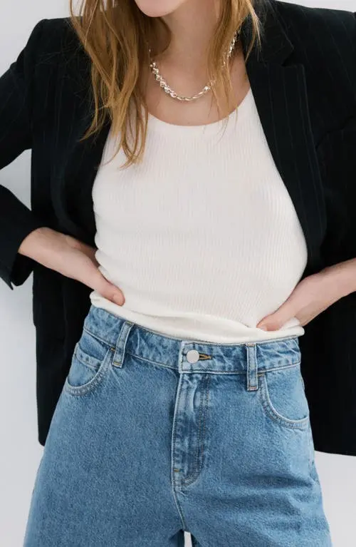 Mango High Waist Long Denim Shorts