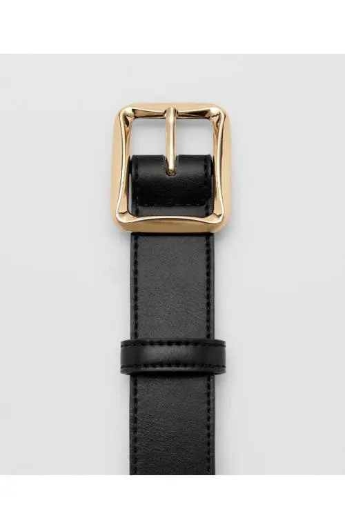 Mango Square Buckle Belt - Black