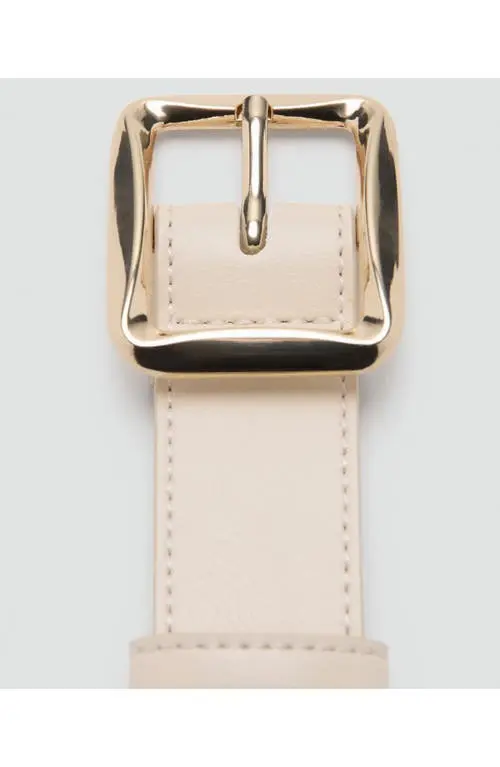 Mango Square Buckle Belt - Ecru