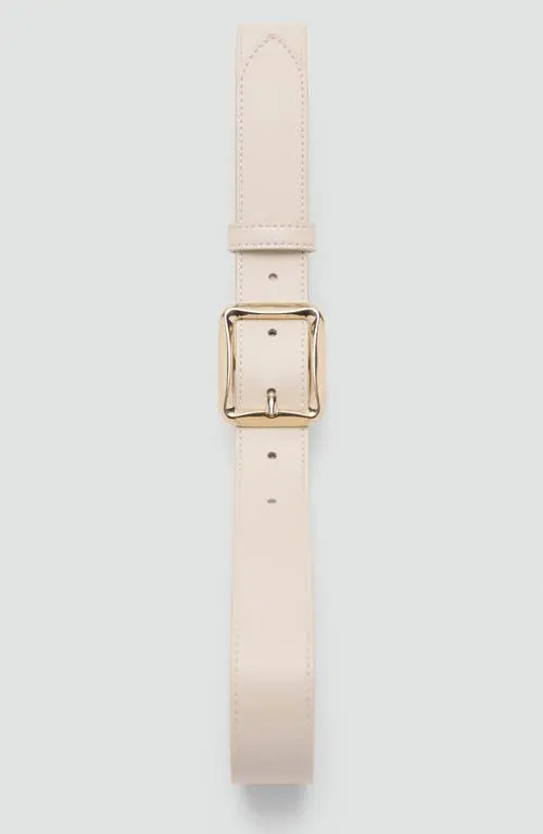 Mango Square Buckle Belt - Ecru