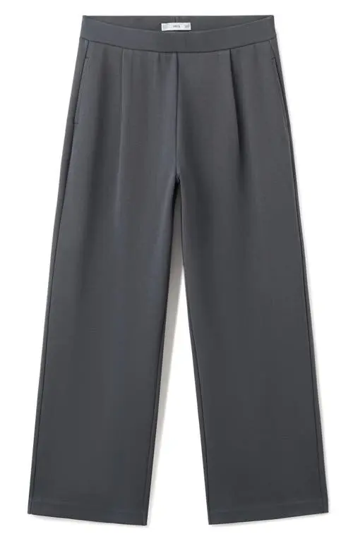 Mango Pleated Straight-leg Cotton Blend Trousers - Blue