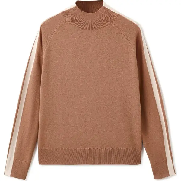 Mango Mock Neck Sweater - Medium Brown