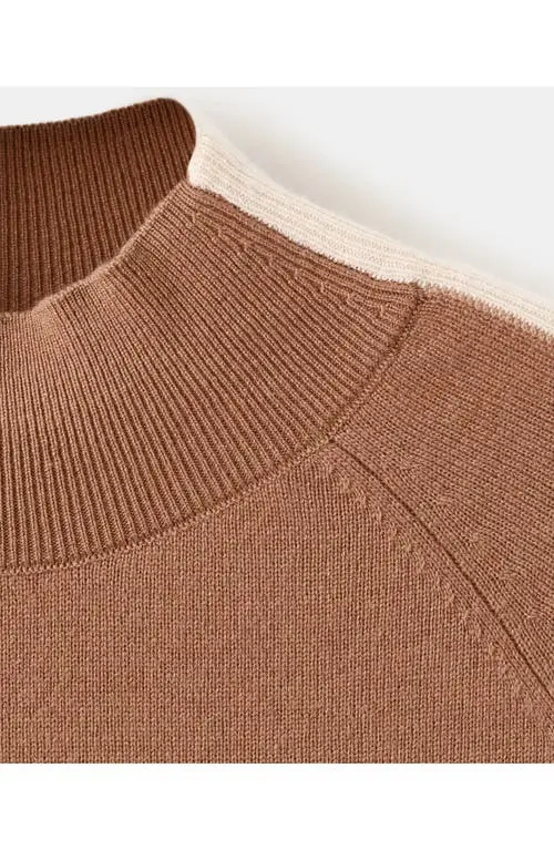 Mango Mock Neck Sweater - Medium Brown