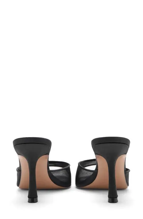 Mango Pointed Toe Stiletto Heel Slides - Black