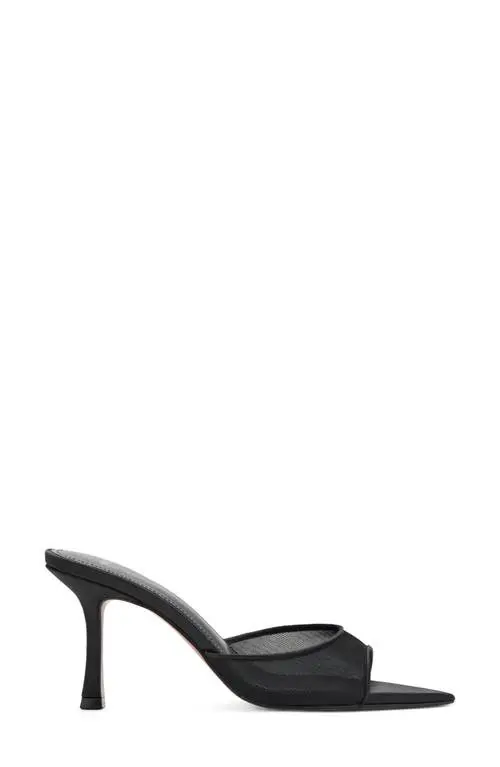 Mango Pointed Toe Stiletto Heel Slides - Black