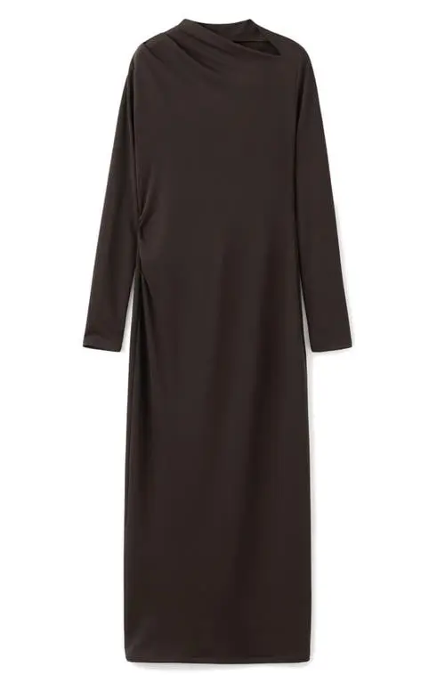 Mango Asymmetric Neck Long Sleeve Dress