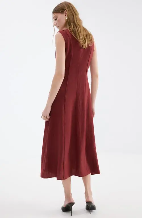 Mango A-line Midi Dress - Cherry