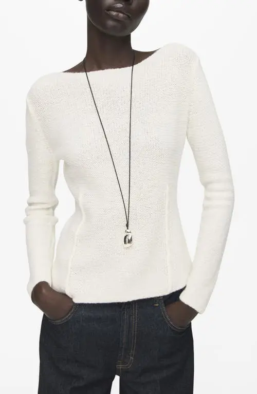 Mango Sweater With Seam Detailing - Ecru
