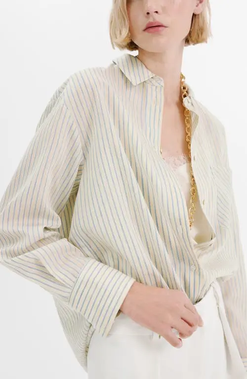 Mango Stripe Oversize Button-up Shirt