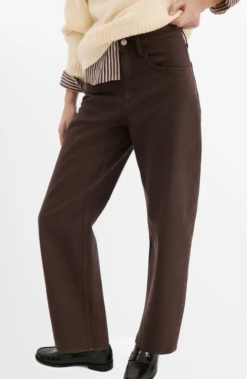 Mango High Waist Barrel Jeans - Chocolate