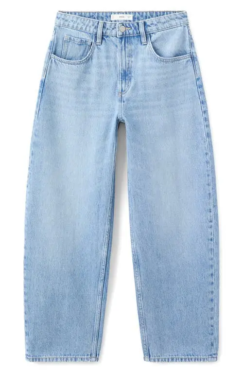 Mango High Waist Barrel Jeans - Medium Blue
