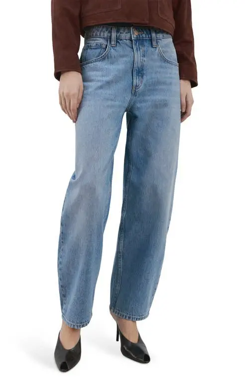 Mango High Waist Barrel Jeans - Medium Blue