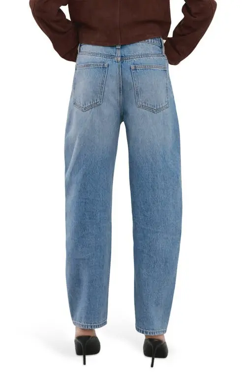 Mango High Waist Barrel Jeans - Medium Blue