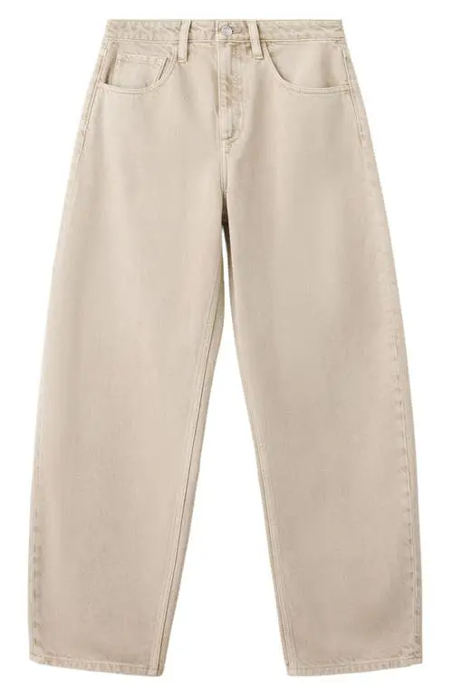 Mango High Waist Barrel Jeans - Sand
